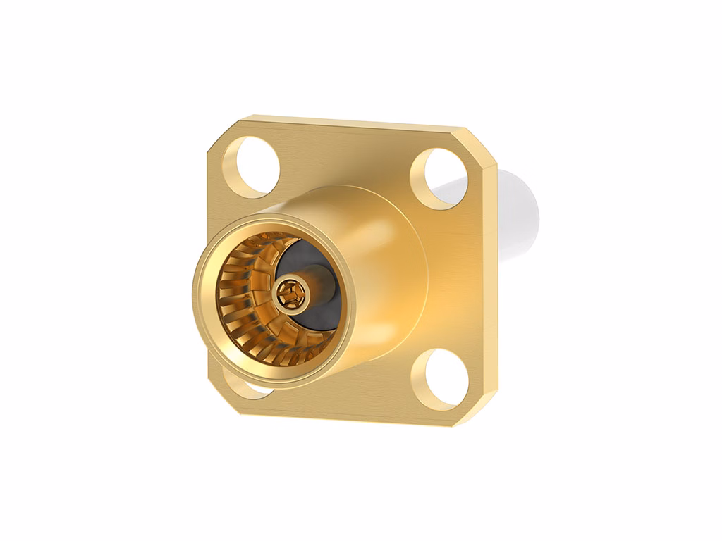 SMC Jack, Straight, Bulkhead Receptacle, PCB, Through Hole, Nut and Lockwasher Included, Brass Body, One Piece Per Bag, 50 Ohms