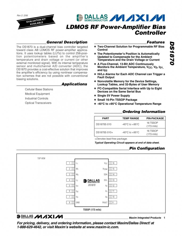 DS1870 datasheet page 1