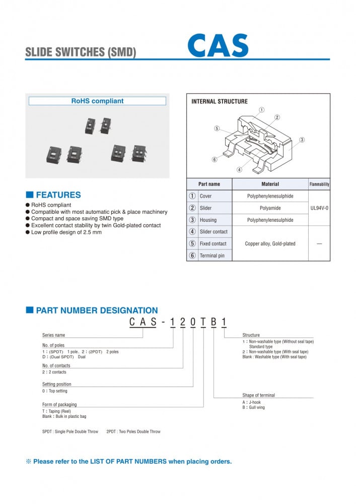 CAS series datasheet page 1