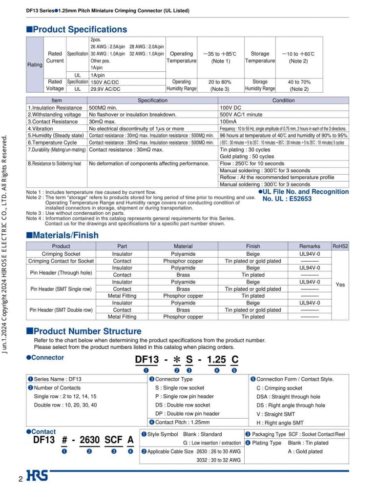 HRS DF13 datasheet page 2