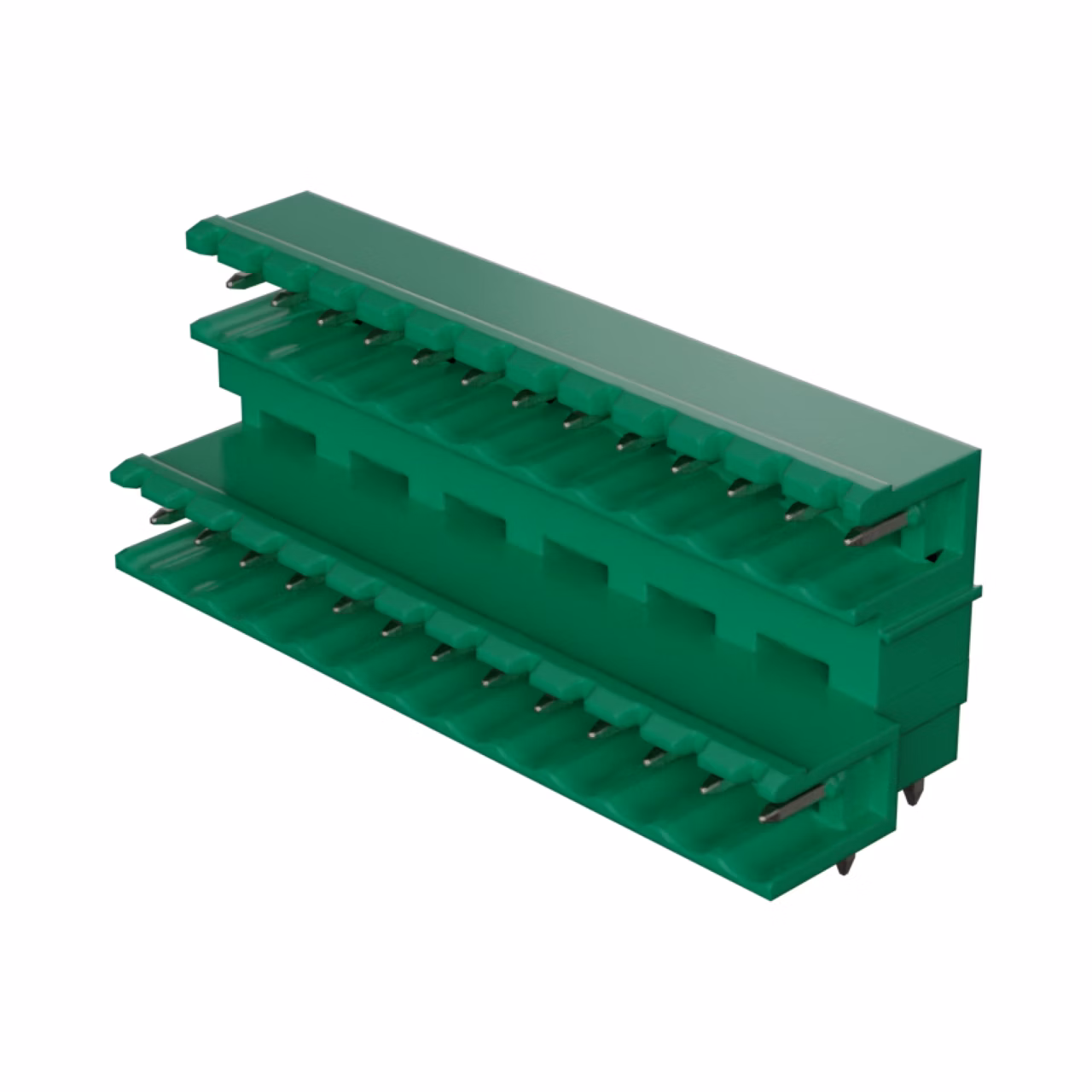 5.00mm Pitch Eurostyle Horizontal Dual Level PCB Header, Open Ends, Green Housing, 26 Circuits for sale