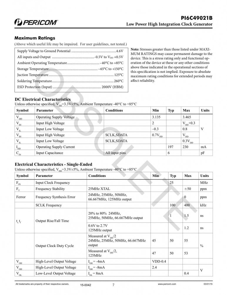 PI6C49021BZDIEX datasheet page 7