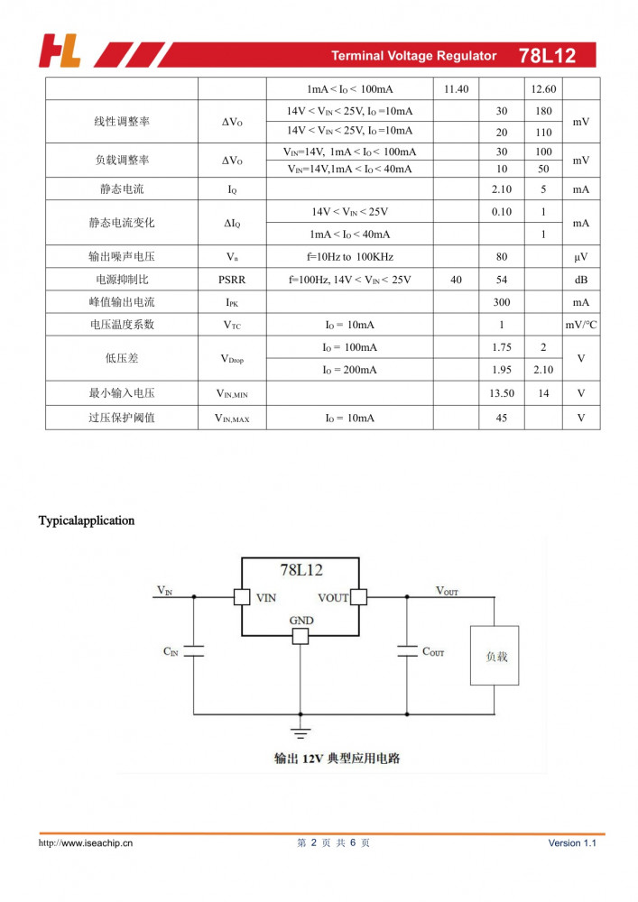 HL 78L12 datasheet page 2