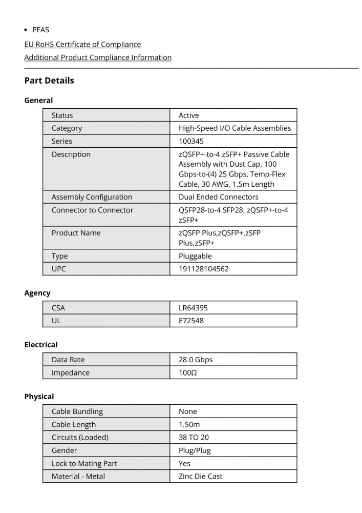 Molex 100345 series packaging drawing, page image 2