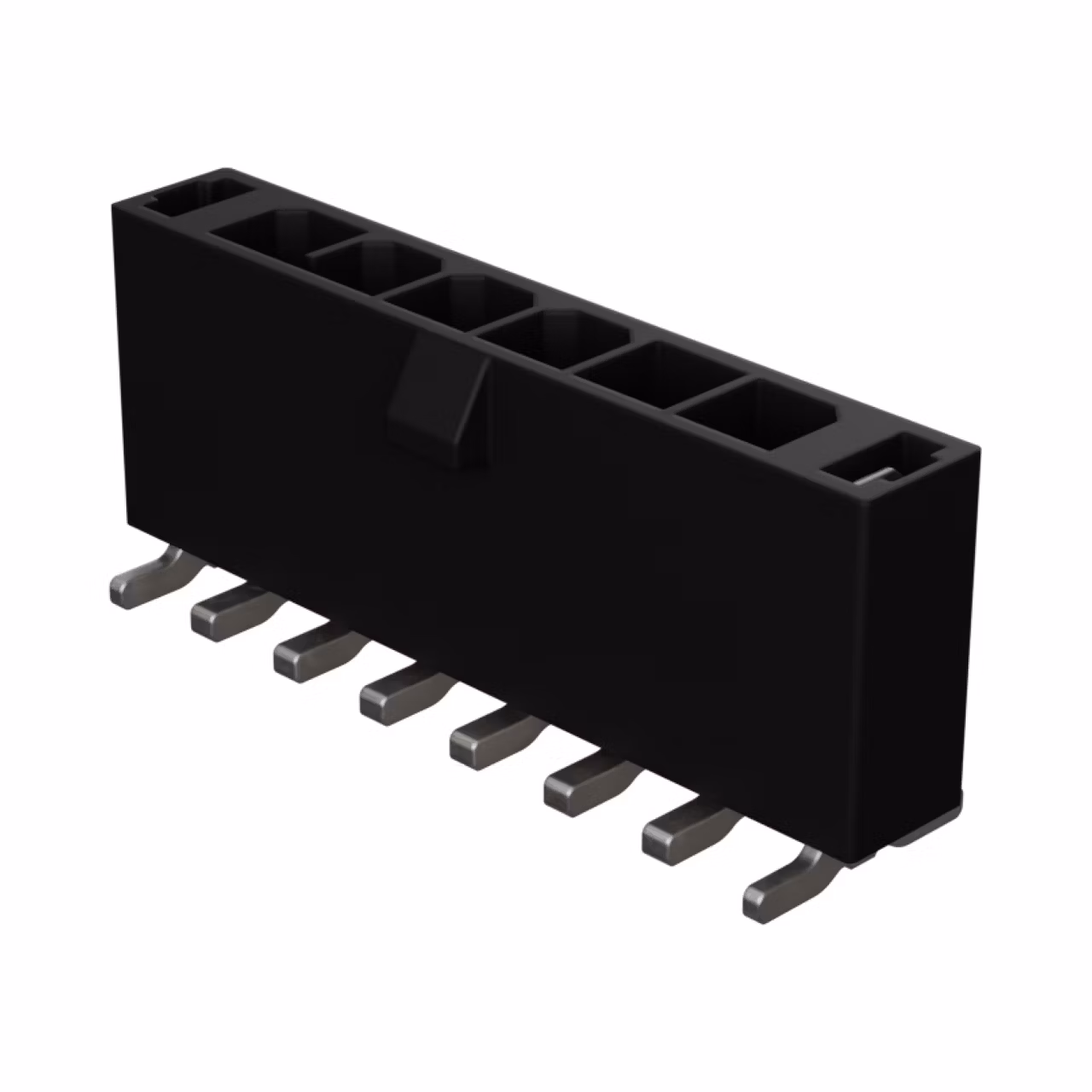 Mini-Fit Max Vertical Header, Single Row, Surface Mount, 6 Circuits, Matte Tin (Sn) Plating, Black, Glow-Wire Capable, with Pick-and-Place Tape, Tape and Reel for sale