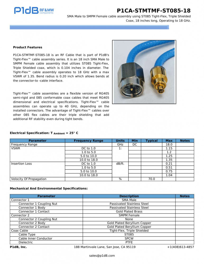 P1CA-STMTMF-ST085-18 product document, page 1
