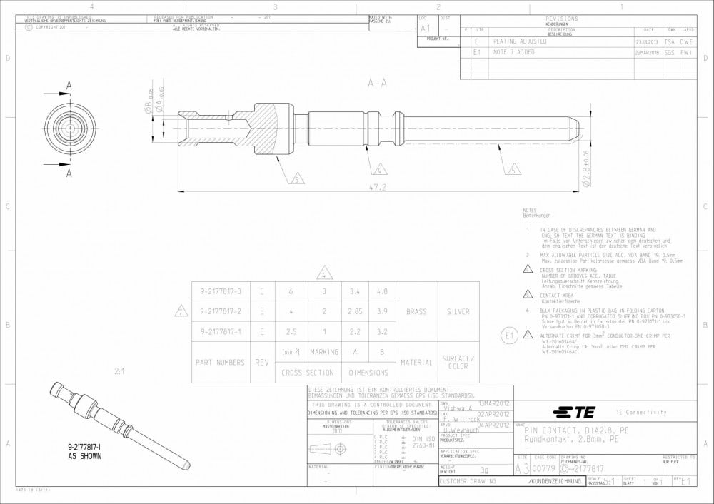 TE Connectivity 9-2177817-3 technical drawing preview