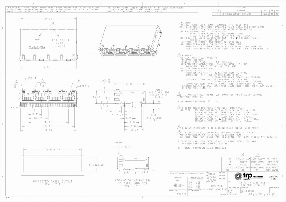 Bel Fuse 1-1840581-7 controlled drawing page 1
