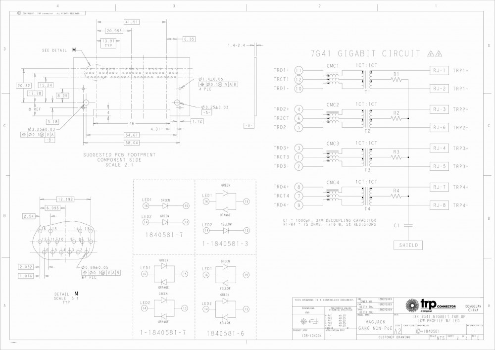 Bel Fuse 1-1840581-7 controlled drawing page 2