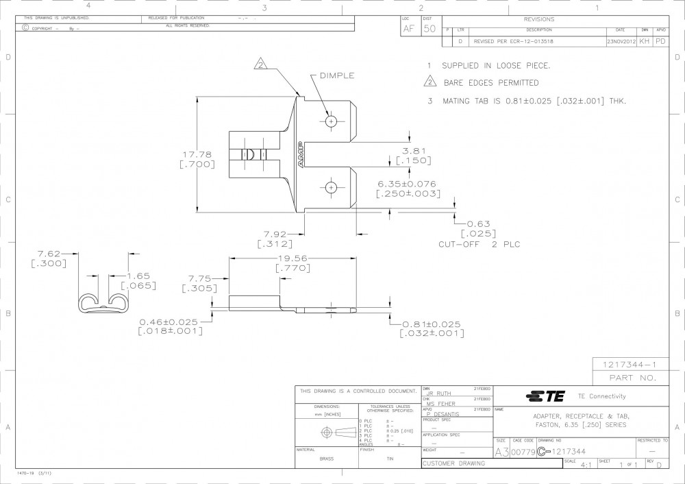 TE Connectivity 1217344-1 controlled drawing