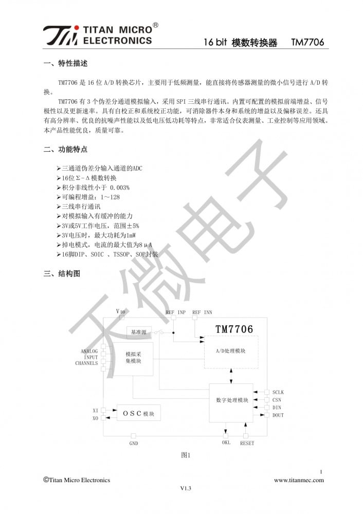 TM7706 datasheet page 1