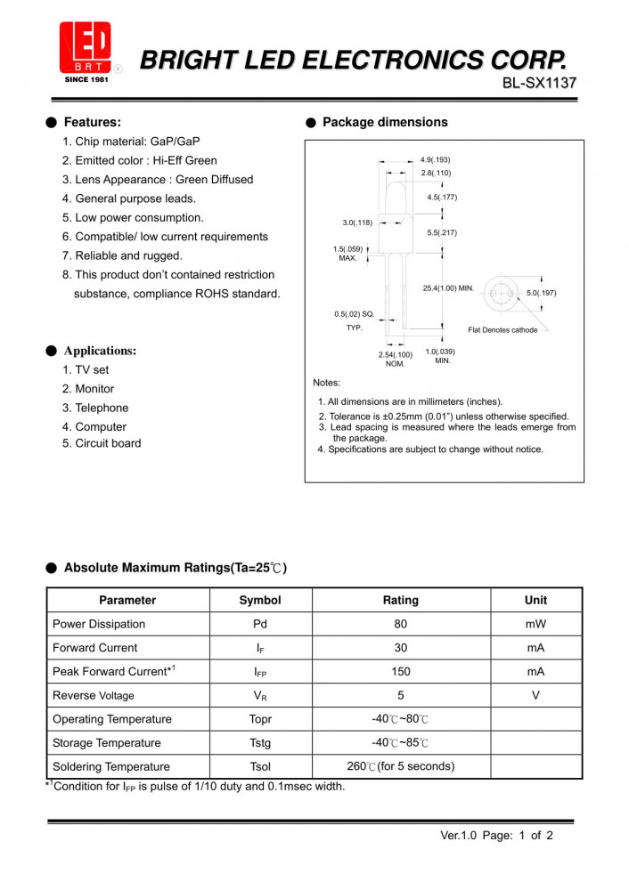 BL-SX1137 technical document page 1