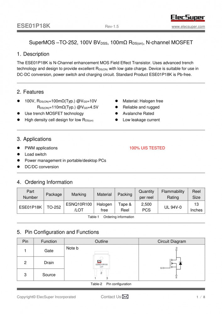 ESE01P18K datasheet page 1