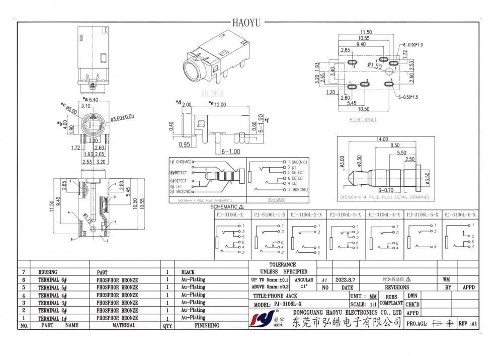 PJ-3106L-X engineering drawing page 3