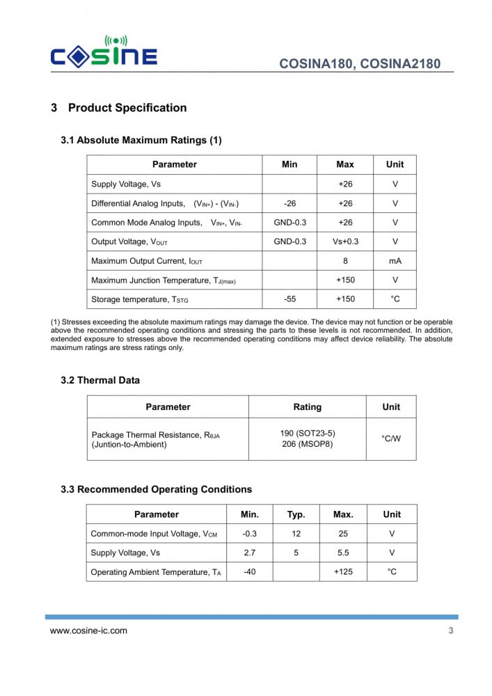 COSINA180A3 datasheet page 3