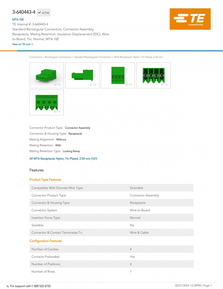 TE Connectivity 3-640443-4 document page 1