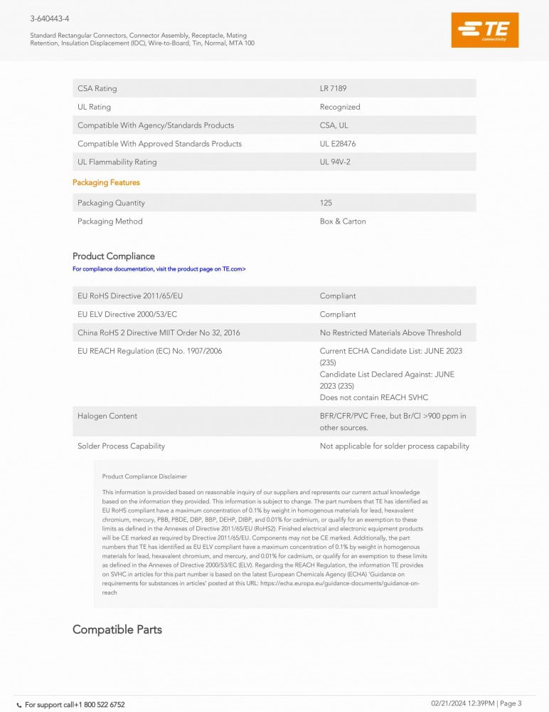TE Connectivity 3-640443-4 document page 3