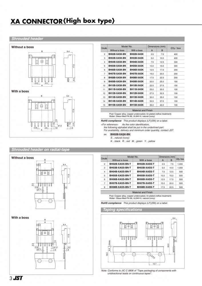 JST XA connector documentation page 3