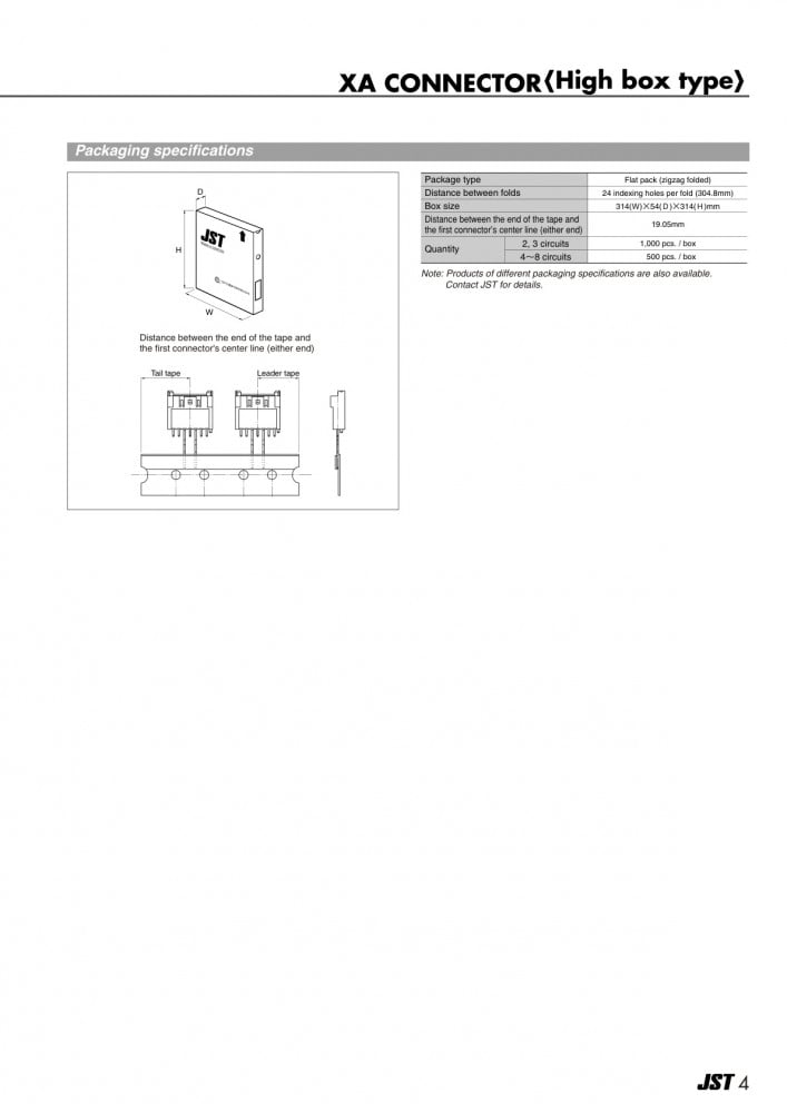 JST XA connector documentation page 4