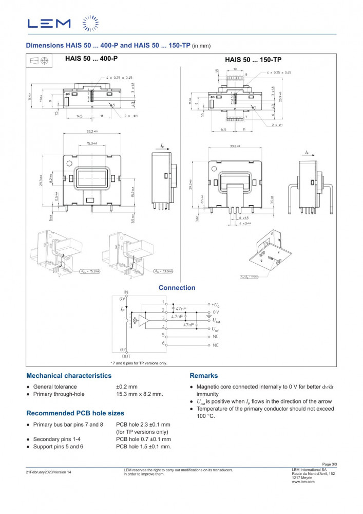 LEM HAIS 50-TP datasheet page 3
