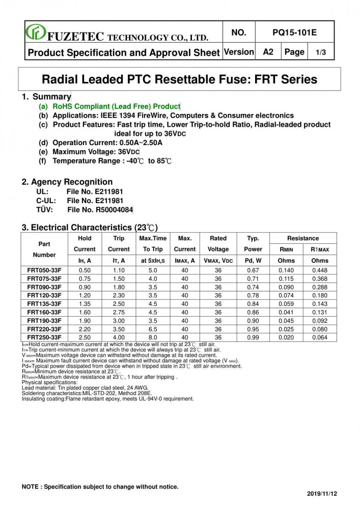 FRT160-33F datasheet page 1