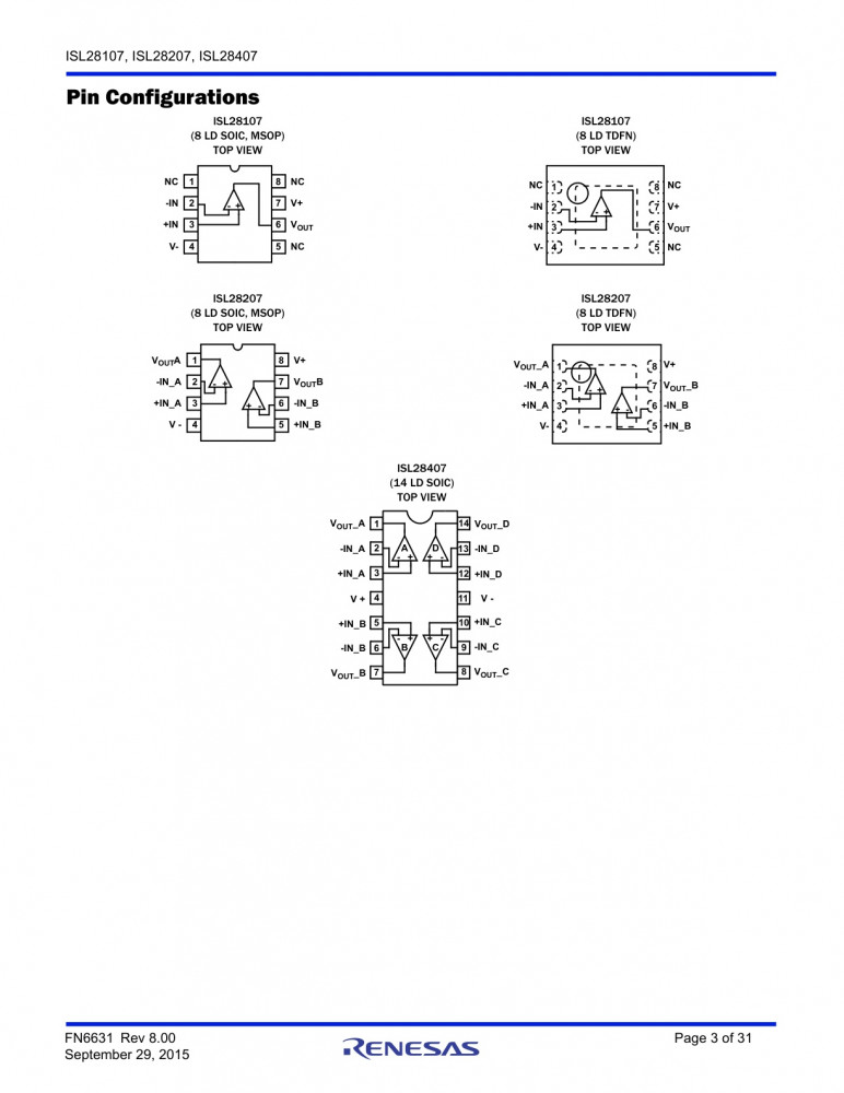 ISL28407 datasheet page 3