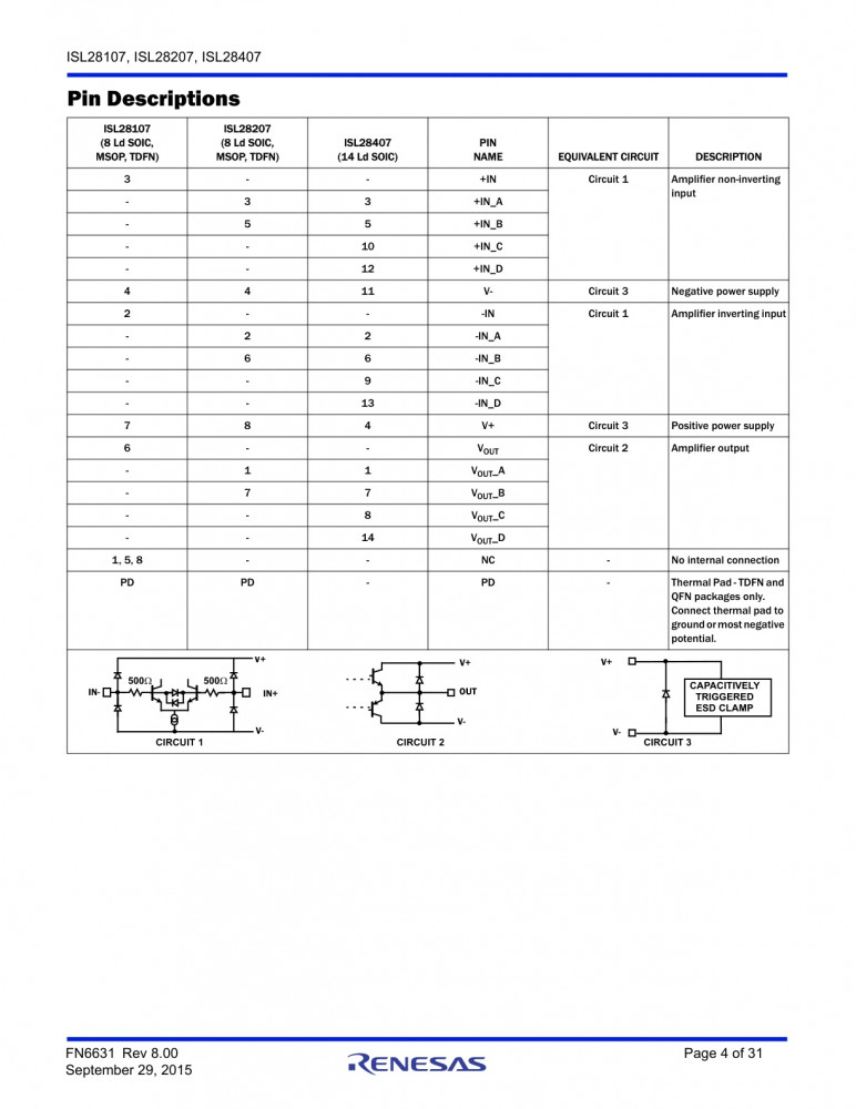 ISL28407 datasheet page 4