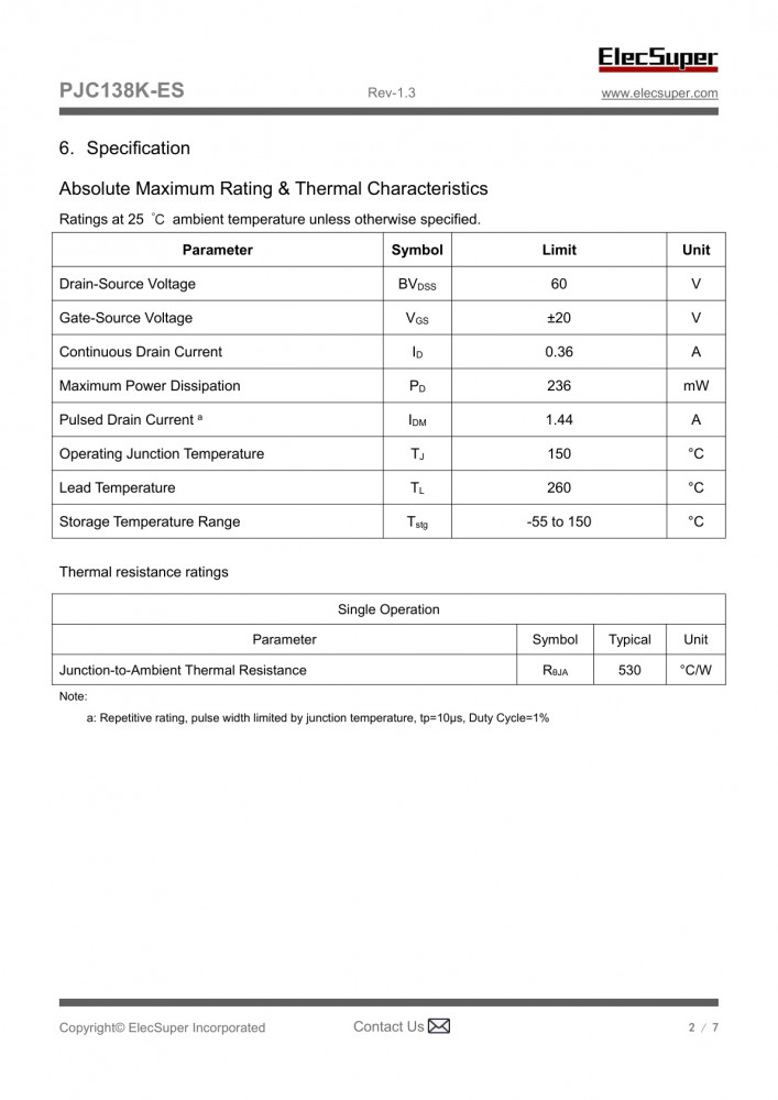 PJC138K-ES datasheet page 2