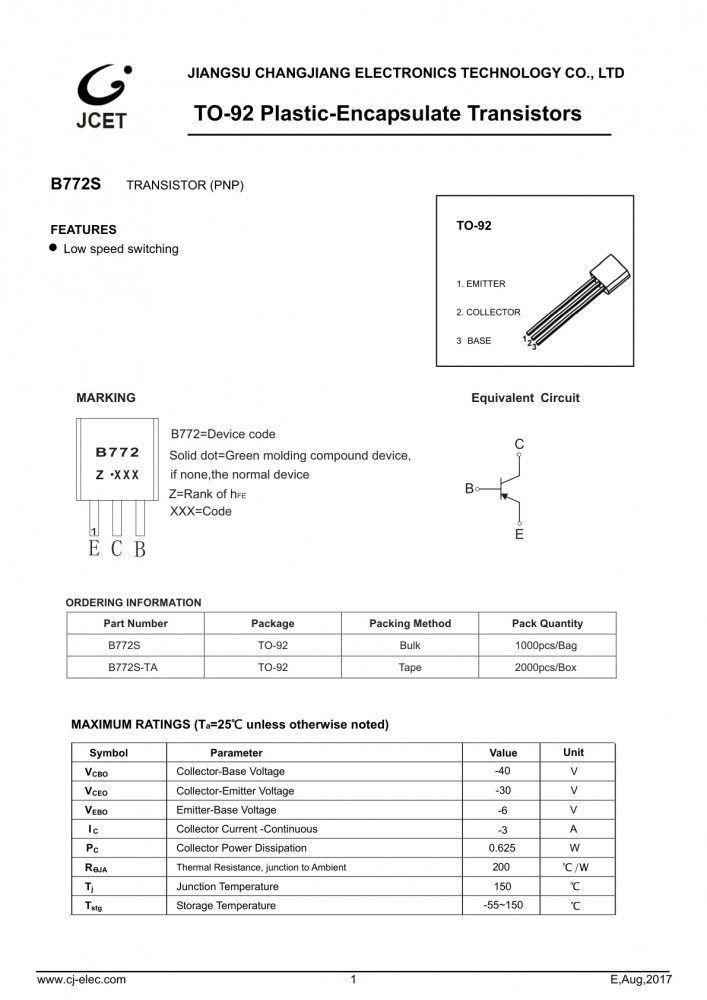B772S datasheet page 1
