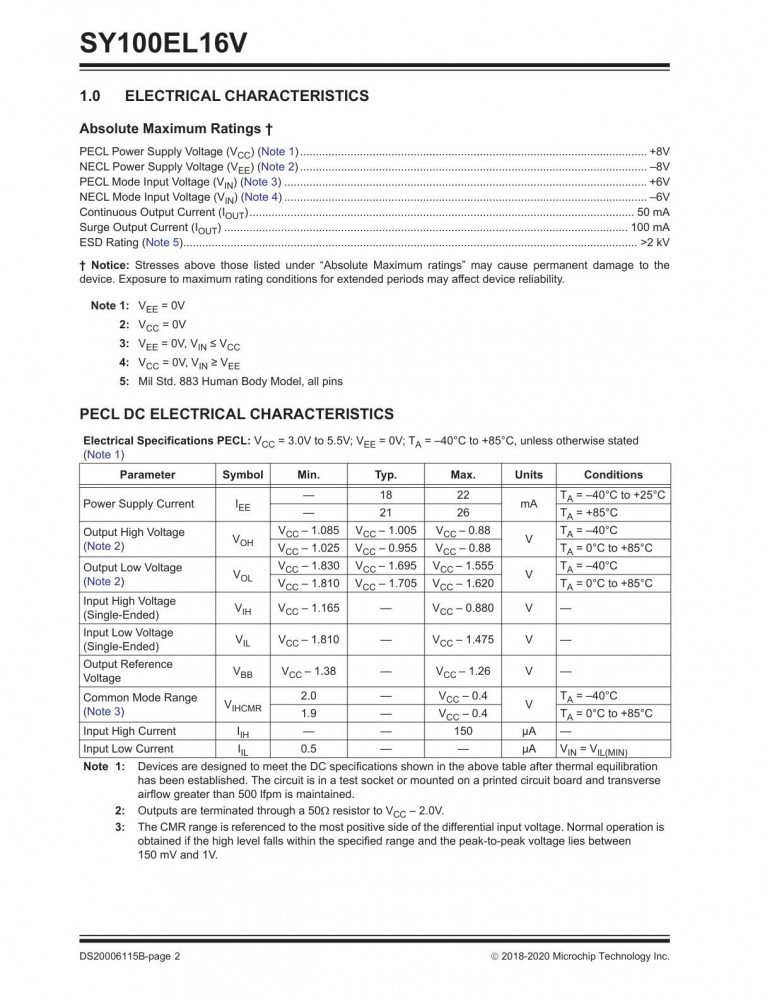 SY100EL16VKG datasheet page 2