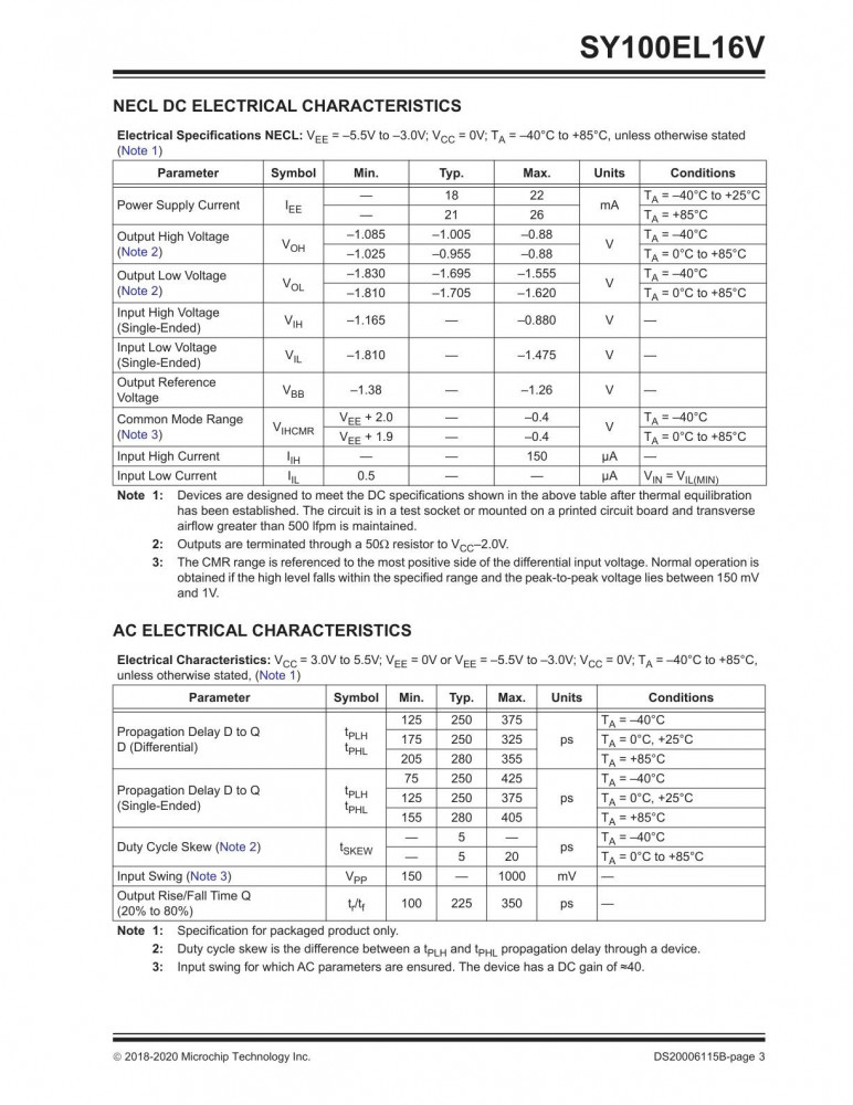 SY100EL16VKG datasheet page 3