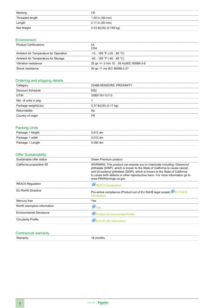 XS212SAPAL5 product documentation page 2
