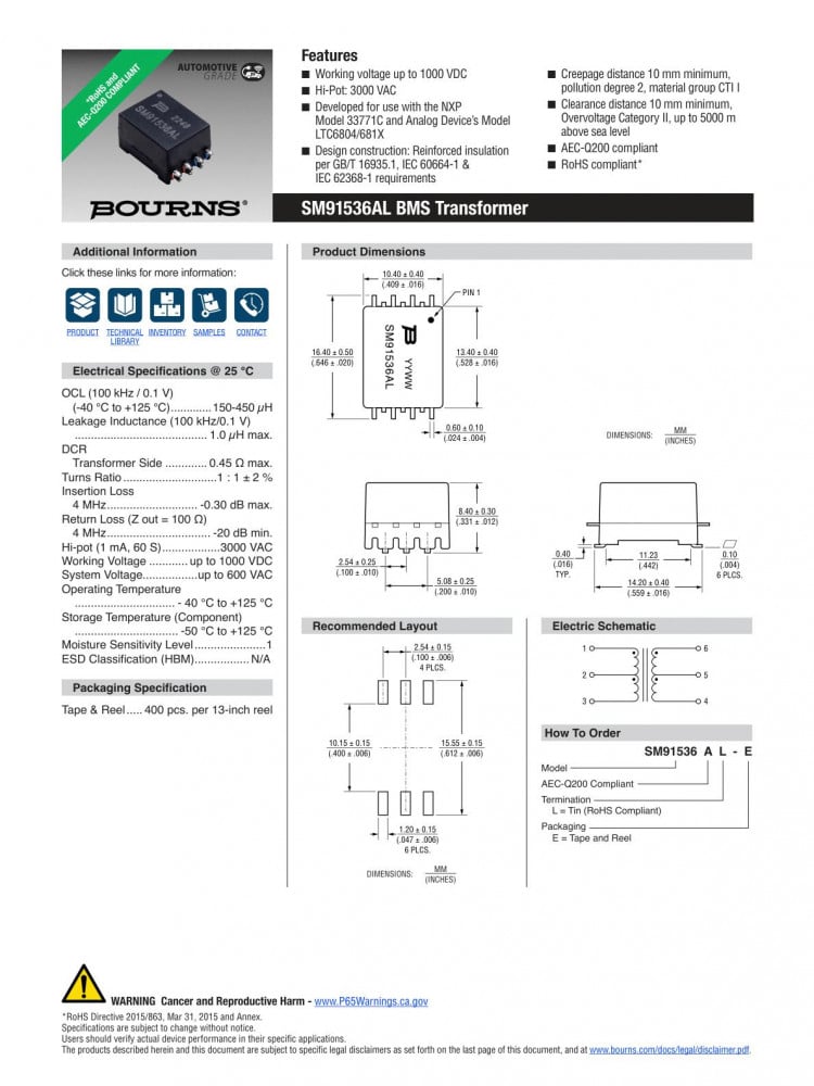 SM91536AL-E datasheet page 1