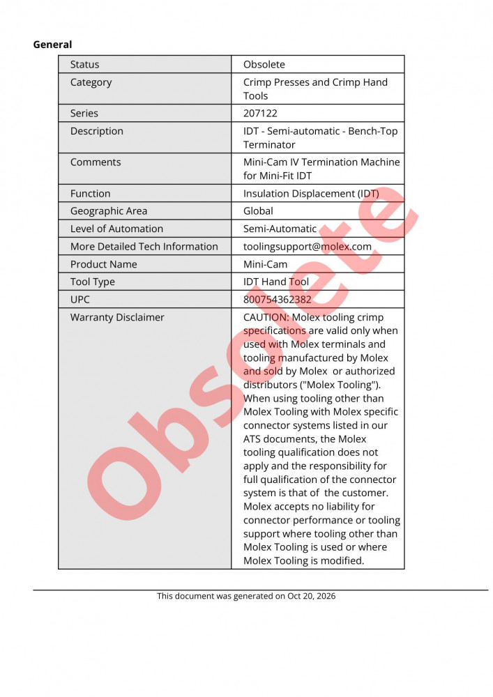 MOLEX 623000200 tooling document page 2
