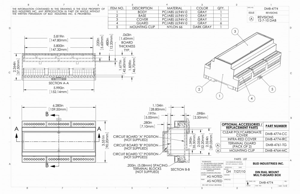 Bud Industries DMB-4774 drawing, sheet 1