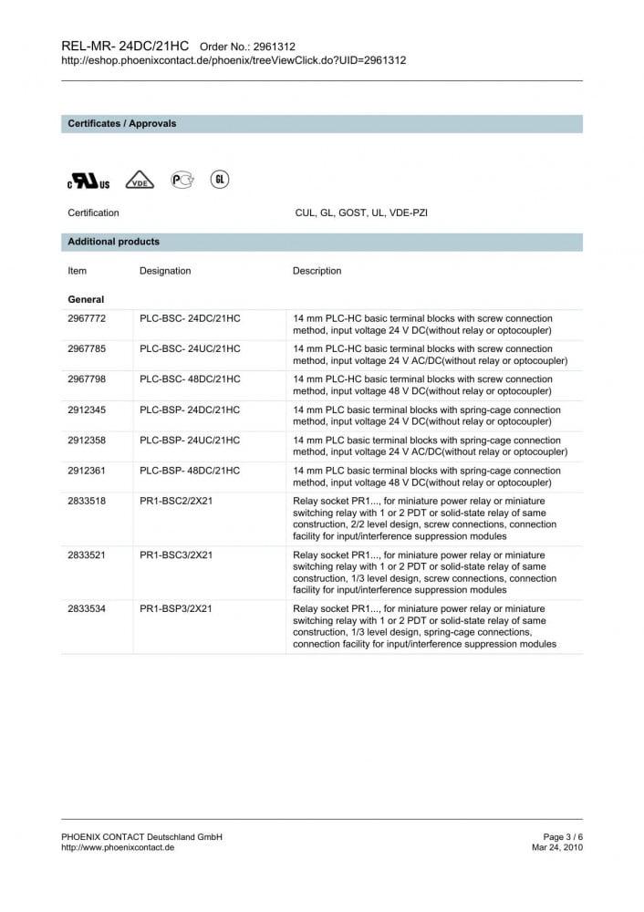 Phoenix Contact 2961312 technical document page 3