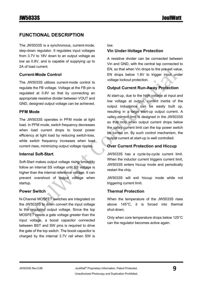 JW5033S datasheet page 9