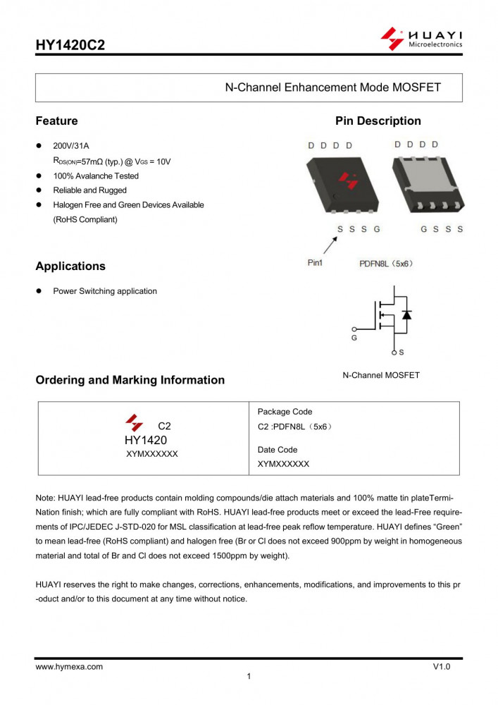 HY1420C2 datasheet page 1