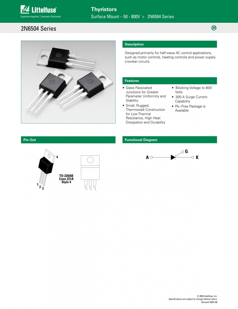 2N6504G datasheet page 1