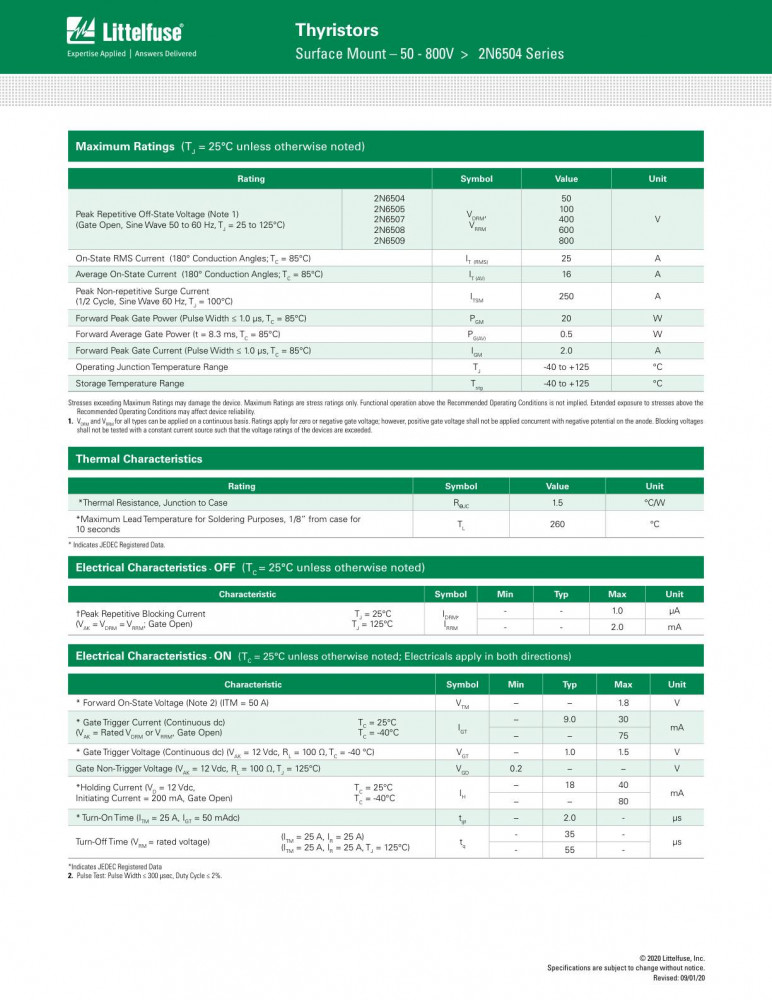 2N6504G datasheet page 2