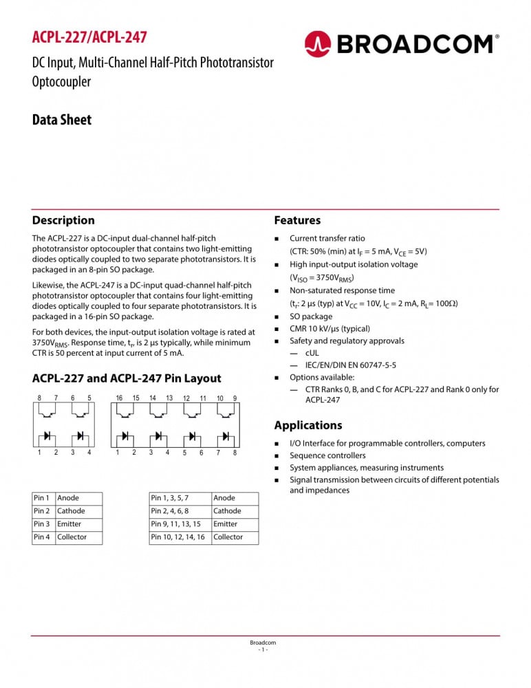 ACPL-247-500E datasheet page 1