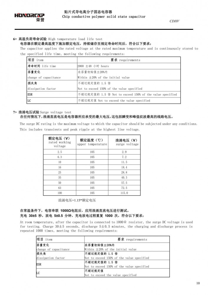 Honor Elec HV series datasheet page 10