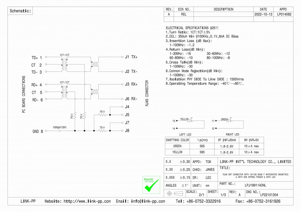 LPJ19911ADNL technical drawing page 1