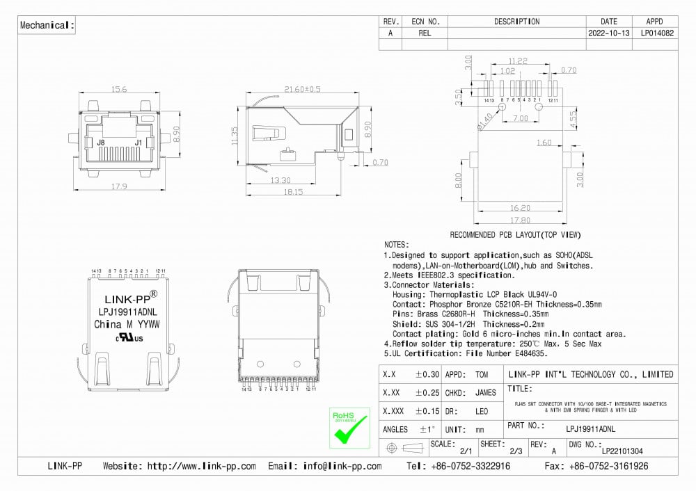 LPJ19911ADNL technical drawing page 2