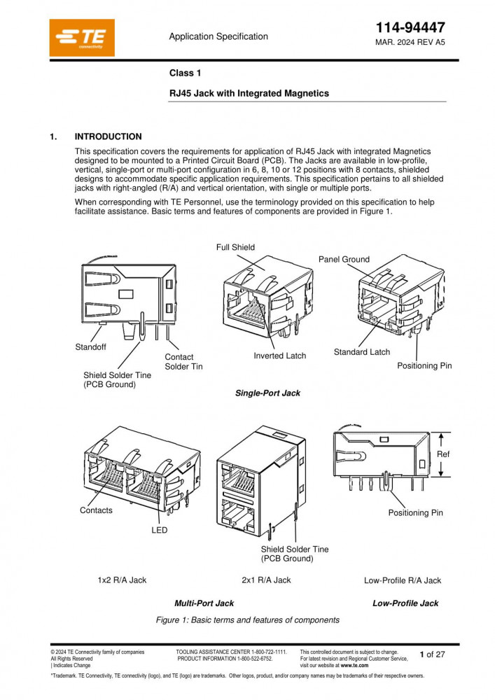 TE Connectivity document page 1