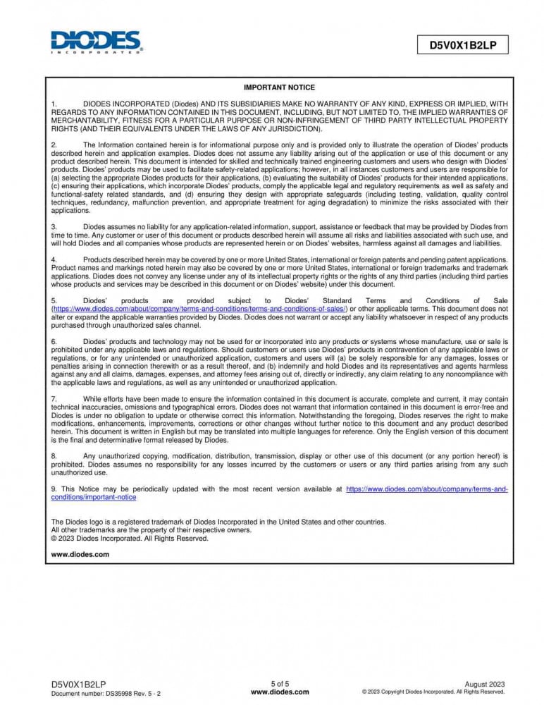 D5V0X1B2LP-7B datasheet page 5
