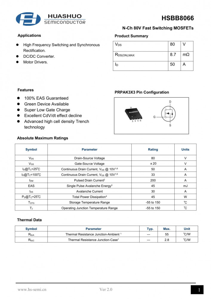 HSBB8066 datasheet page 1
