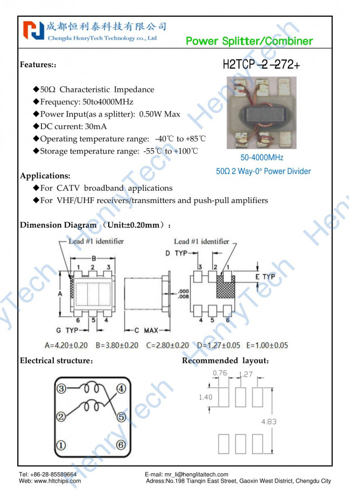 H2TCP-2-272+ datasheet page 1