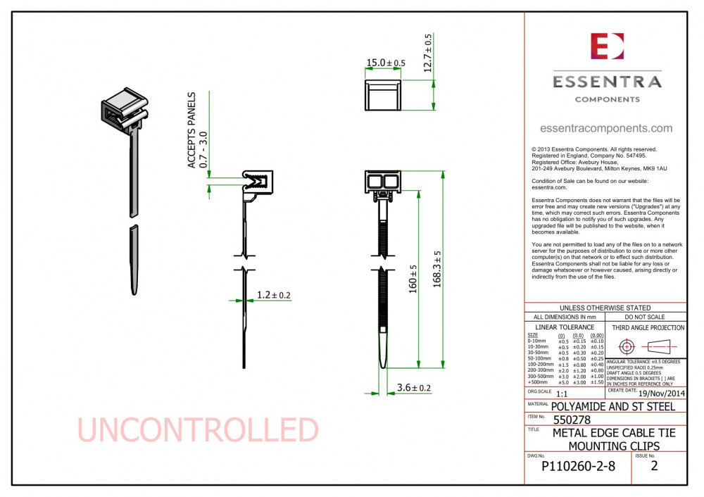 Essentra 550278 technical drawing