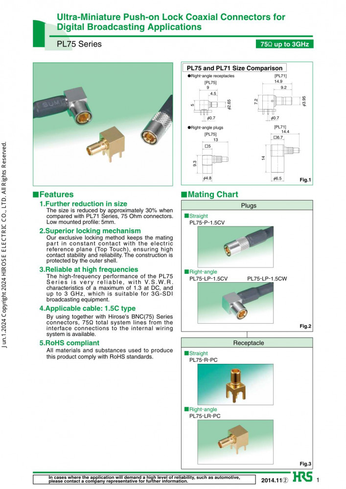 HRS PL75 series technical document page 1